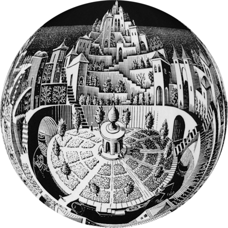 Tetrahedral Planetoid by M.C.ESCHER PANORAMA – Hashimoto Norihisa Works